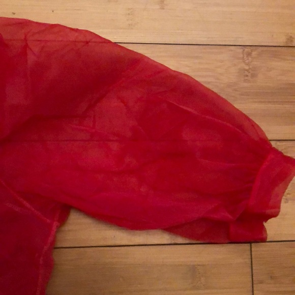 Tops | Vintage Red Blouse Sheer Sz S | Poshmark